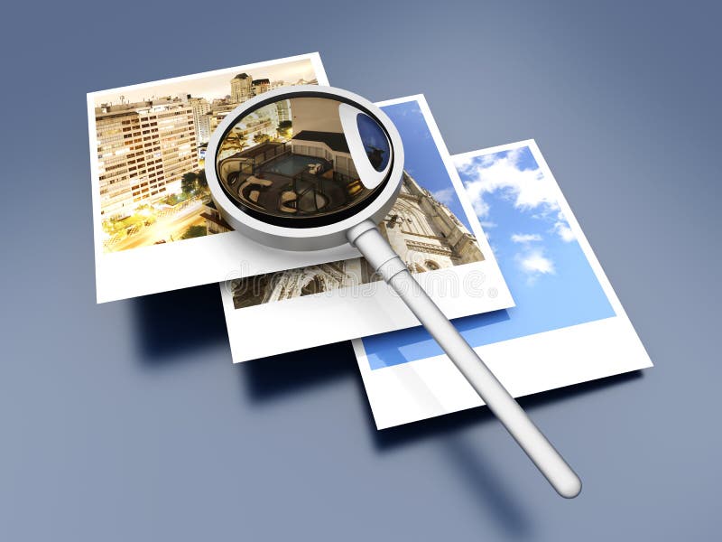 Examining Instant Photos stock illustration. Illustration of collection ...