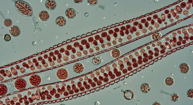 Examining Microscopic Algae with Red Pigments and Cellular Structures ...