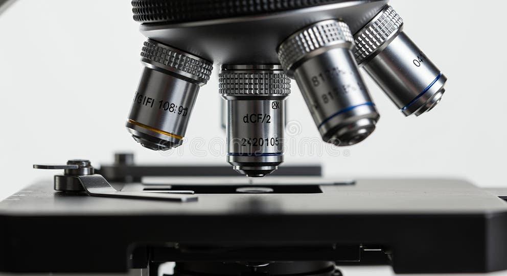 Examining Sample with Microscope Closeup for Science Medical Research ...