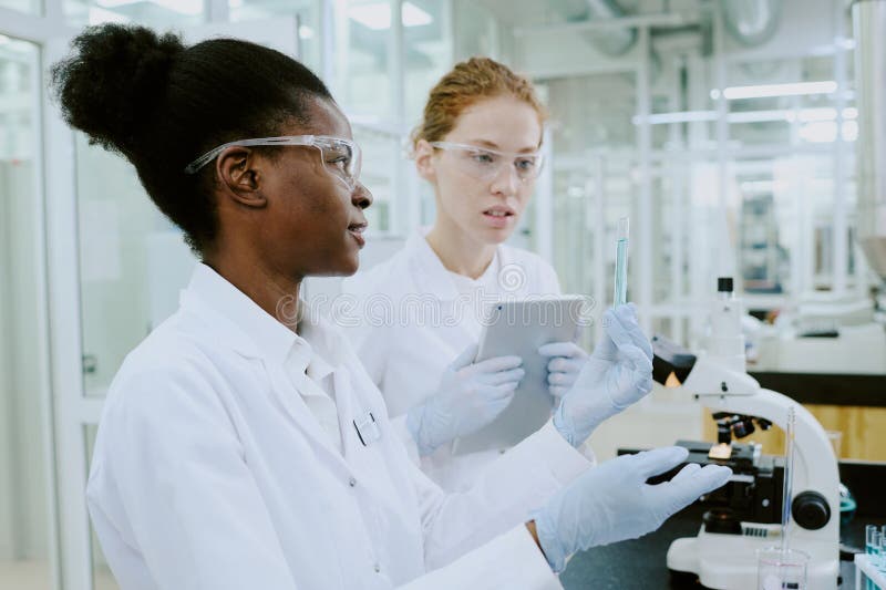 Examining Sample in a Modern Laboratory Setting Stock Photo - Image of ...