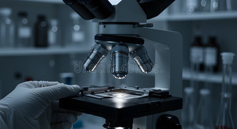 Microscopy in the Lab stock illustration. Illustration of equipment ...