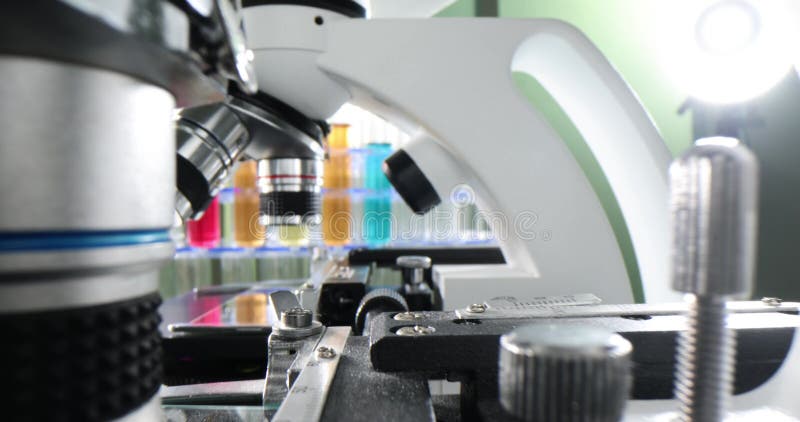Examining Samples Under a Microscope in a Laboratory Stock Video ...