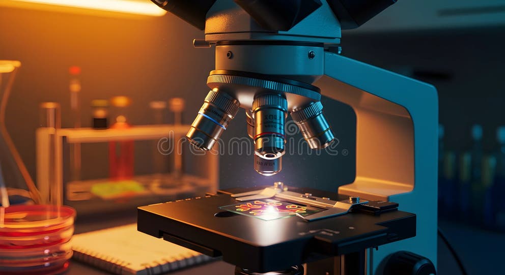 Examining Specimen Under Microscope in Laboratory Science Environment ...