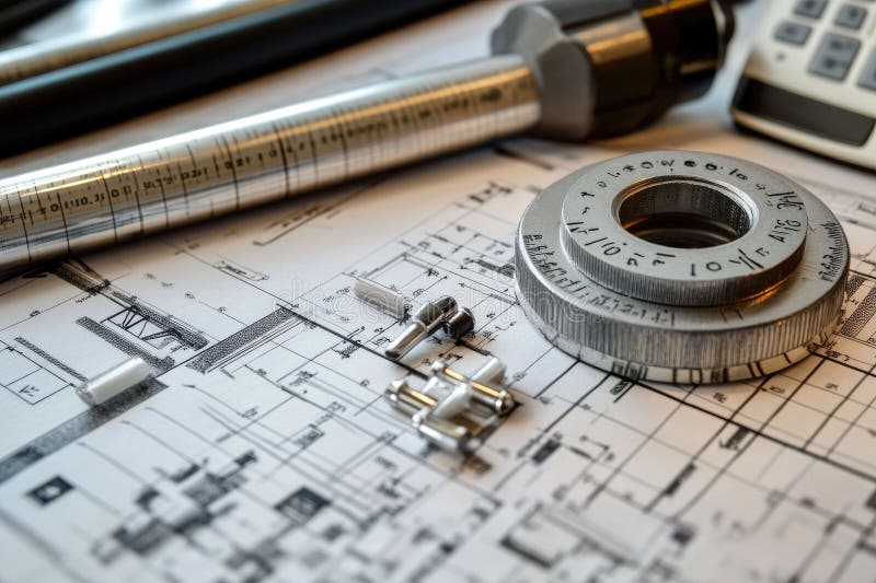 Examining Technical Drawings with Tools and Calculator for Engineering ...
