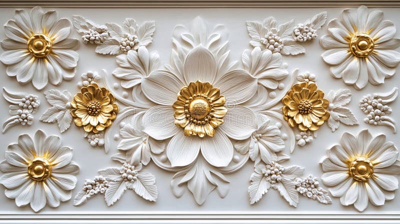 An Example of a Baroque Decorative Panel Wall Made of White Plaster ...