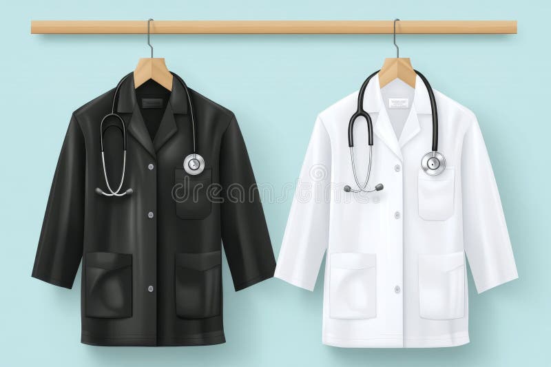 An Example of a Black and White Lab Coat Mockup, with the Front View at ...
