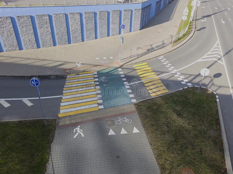 An Example of Competent Traffic Management. Top View of the Road with a ...