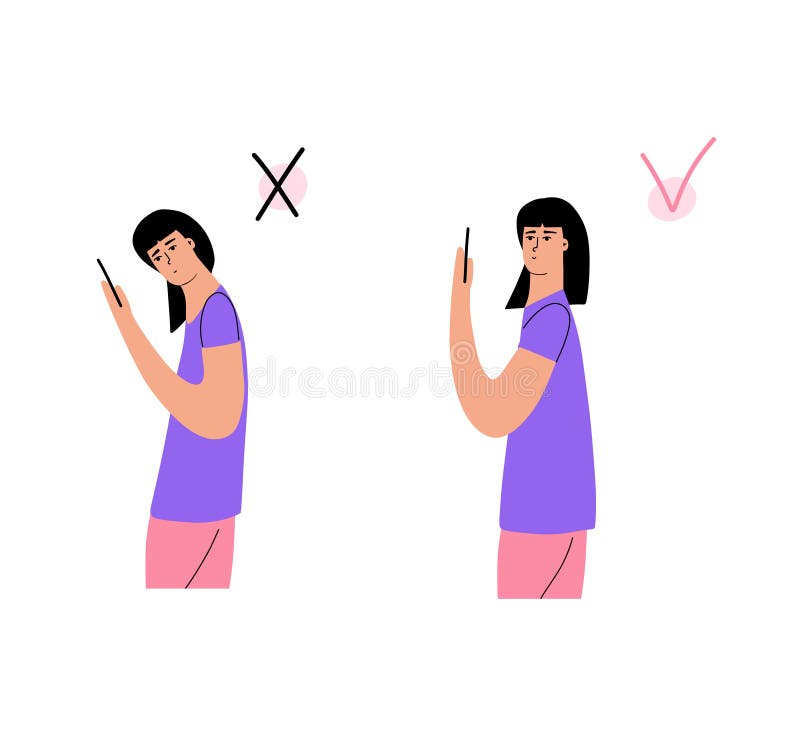 Correct Phone Posture Stock Illustrations – 82 Correct Phone Posture ...