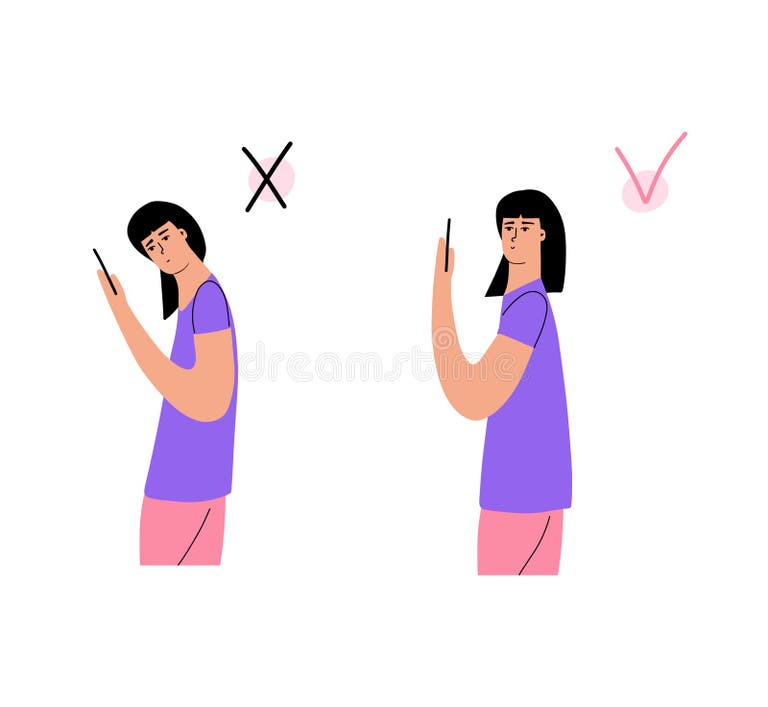 Correct Phone Posture Stock Illustrations – 82 Correct Phone Posture ...