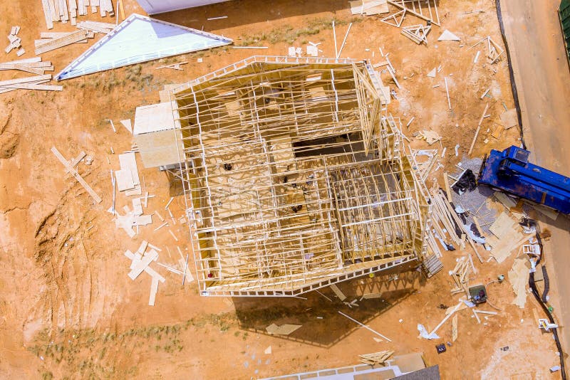 An Example of Framing Beams at Wooden Framework of a New House Under ...