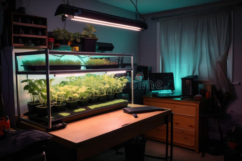 Example of Home-grow Setup with Grow Lights, Ventilation, and ...