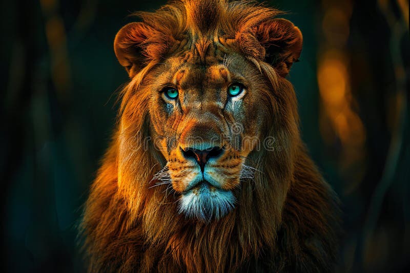 An Example of a Lion in the Wild with Bright Eyes and Long Hair Stock Illustration ...