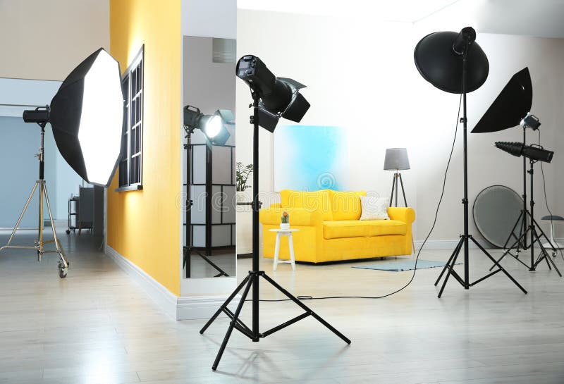Example of Living Room Interior Design and Professional Equipment Stock ...