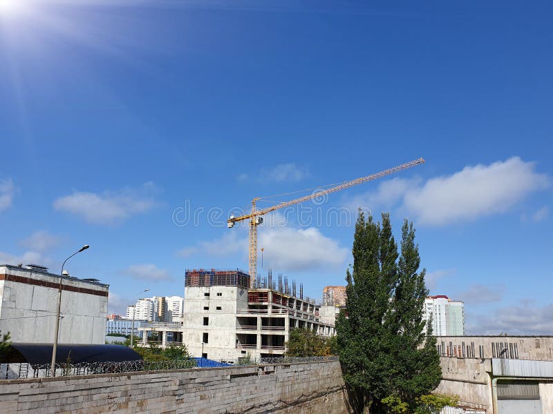 Example of Point Construction in a Residential Area. Crane on the Site ...