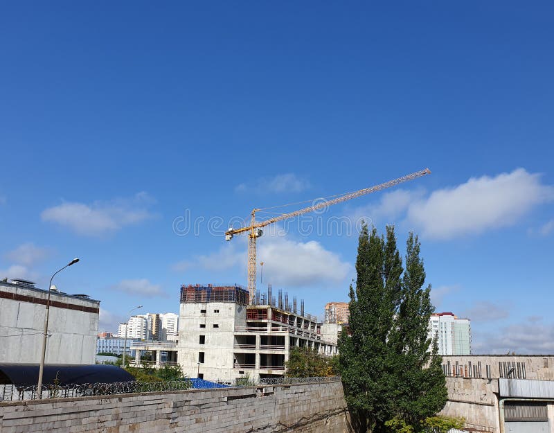 Example of Point Construction in a Residential Area. Crane on the Site ...