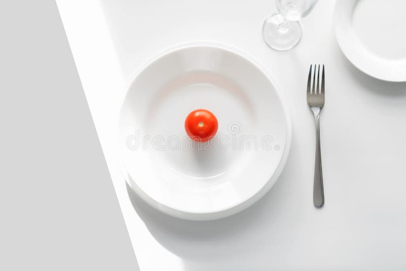 Table Setting Example. White Plates on a White Background in the Light ...
