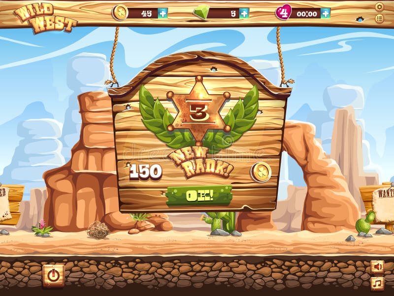 Example of Window Change Rank in the Game Wild West Stock Vector ...