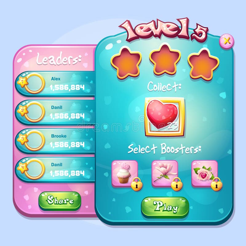 Example of the Game Window on the Theme of Valentine S Day Stock Vector ...