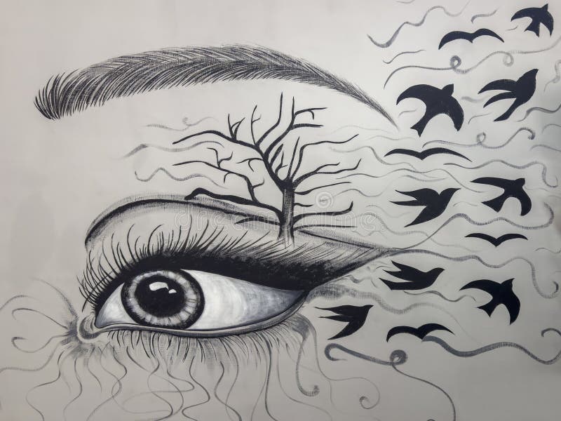 An Example of a Wonderful Wall Drawing Depicting Human Eye Health Stock ...