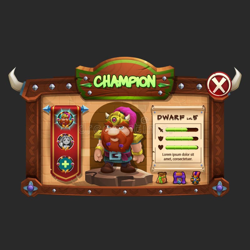 Set of Example of Wooden Board User Interface of Game. Window of Level ...