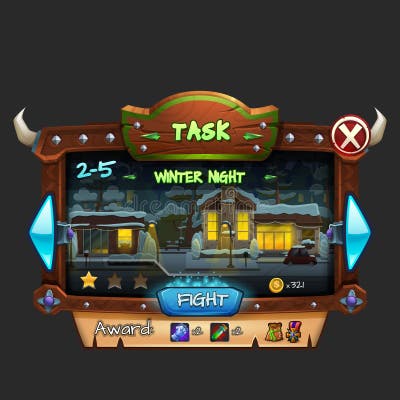 Example of Wooden Board User Interface of Game. Window Level Choice ...