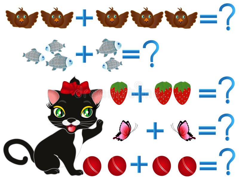 Examples of the addition. stock vector. Illustration of mathematical ...