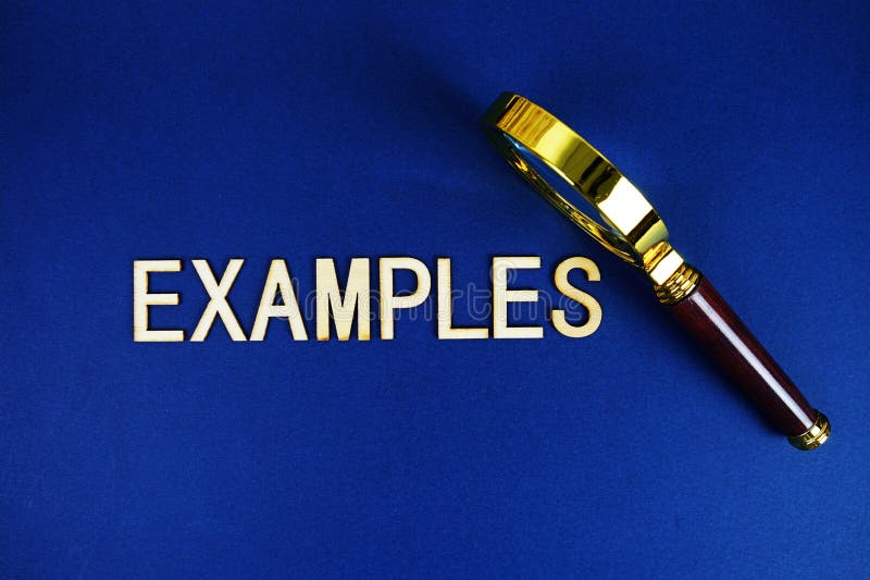 Examples Alphabet Letters with Magnifying Glass on Navy Blue Background ...