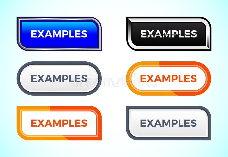 Examples Button Set of Different Shapes and Colors. Suitable for Mobile ...