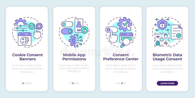 Examples of Consent Management Onboarding Mobile App Screen Stock ...