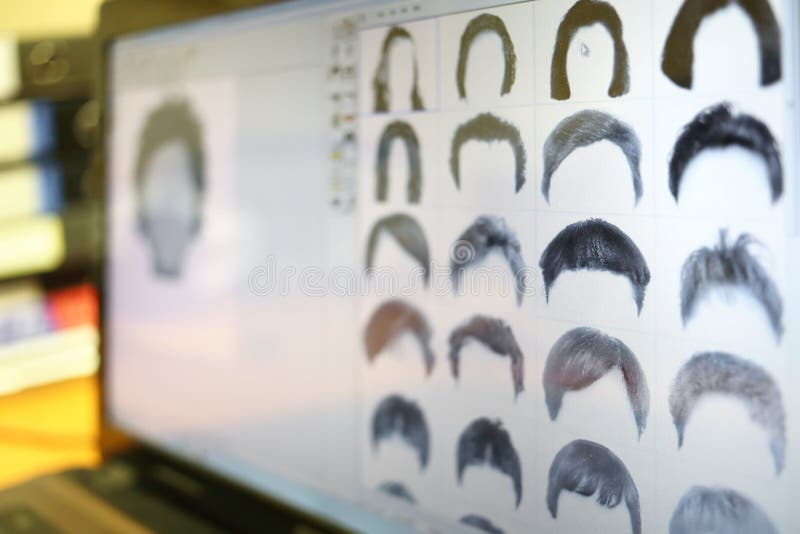 Examples of Different Hair for Identikit on Stock Photo - Image of face ...