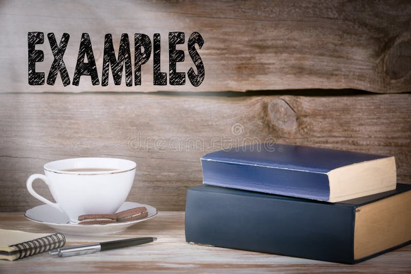 Examples. Stack of Books on Wooden Desk Stock Image - Image of ...