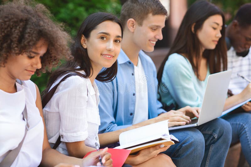 Group of Multi Ethnic Students Raising Hands Up Together Stock Image ...