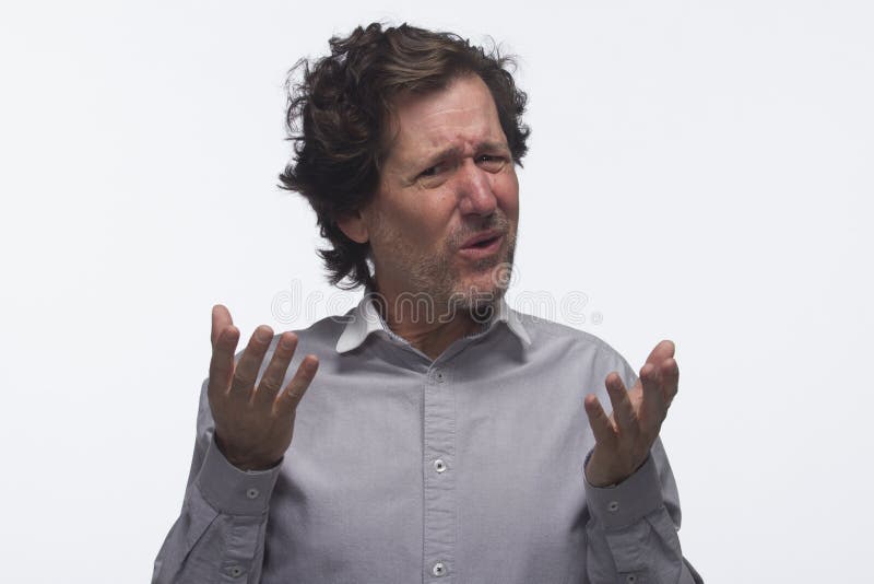 Exasperated Man Making Hand Gestures, Horizontal Stock Image - Image of ...