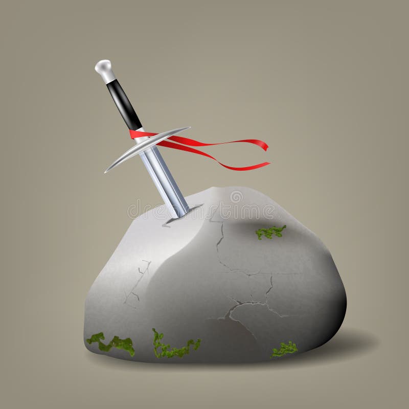 Excalibur, Espada De Rey Arturo En La Piedra Ilustración del Vector ...