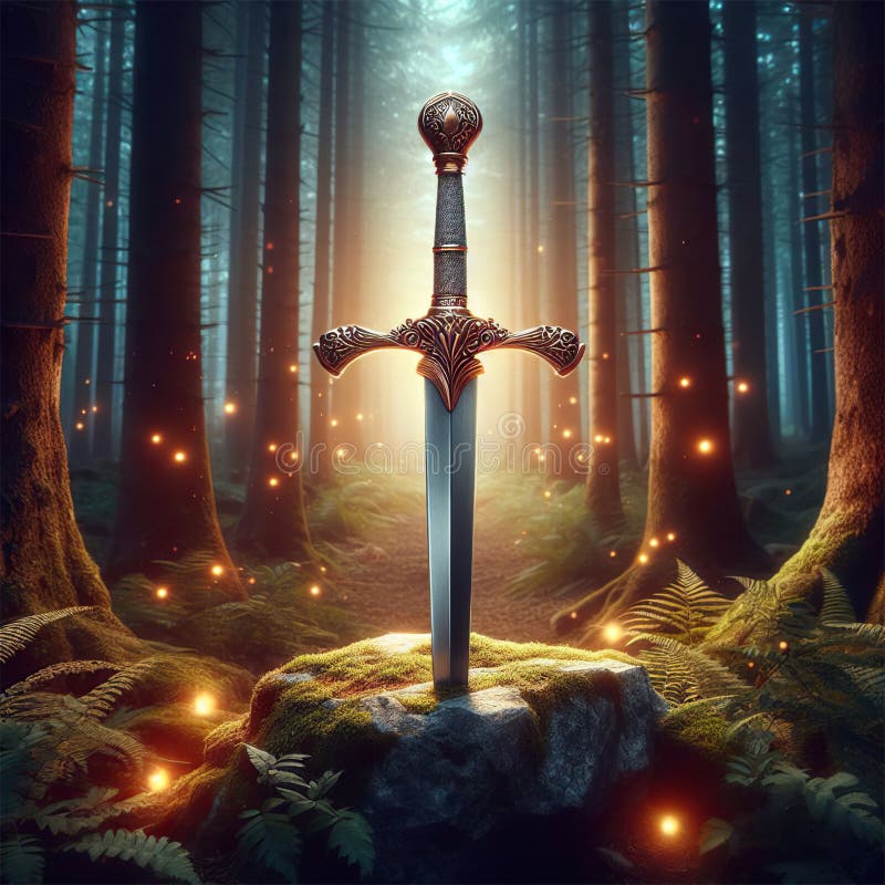 Excalibur. the Mythical Sword in the Stone Stock Illustration ...