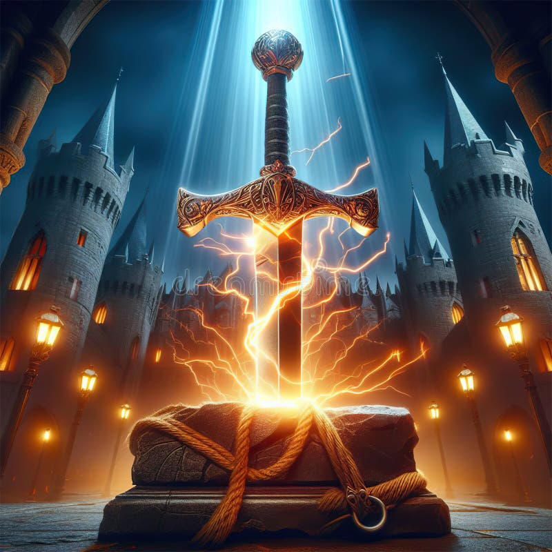 Excalibur. the Mythical Sword in the Stone Stock Illustration ...