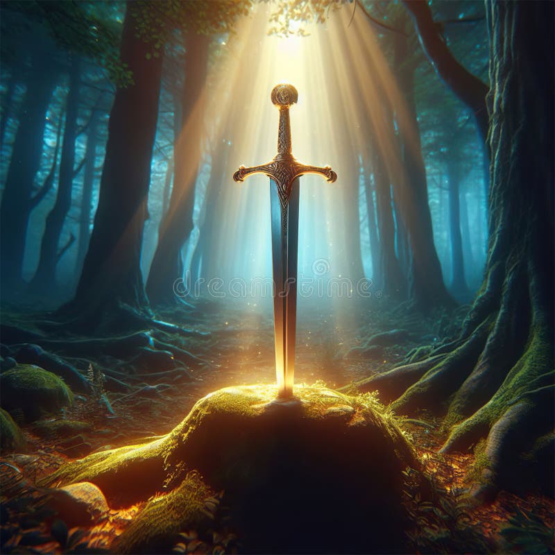 Excalibur. the Mythical Sword in the Stone Stock Illustration ...