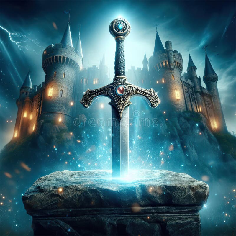 Excalibur. the Mythical Sword in the Stone Stock Illustration ...