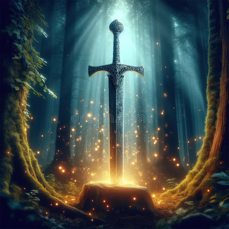 Excalibur. the Mythical Sword in the Stone Stock Illustration ...