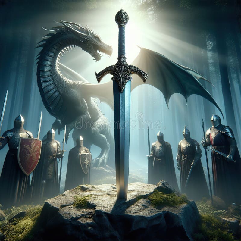 Excalibur. the Mythical Sword in the Stone Stock Illustration ...