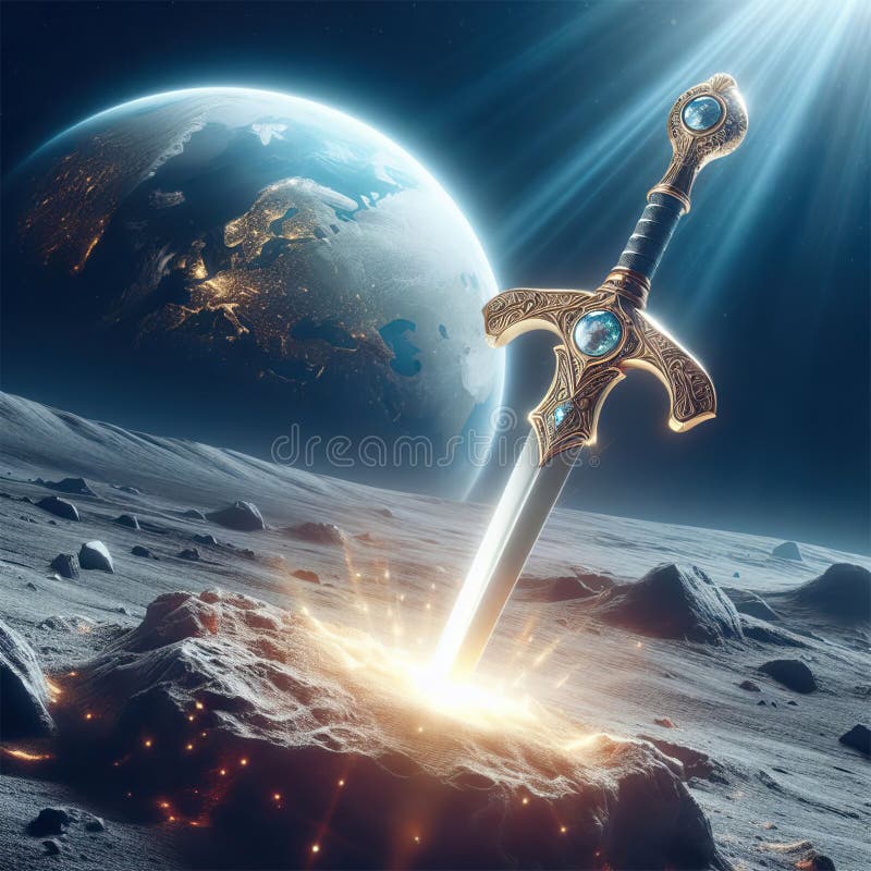 Excalibur. the Mythical Sword in the Stone Stock Illustration ...