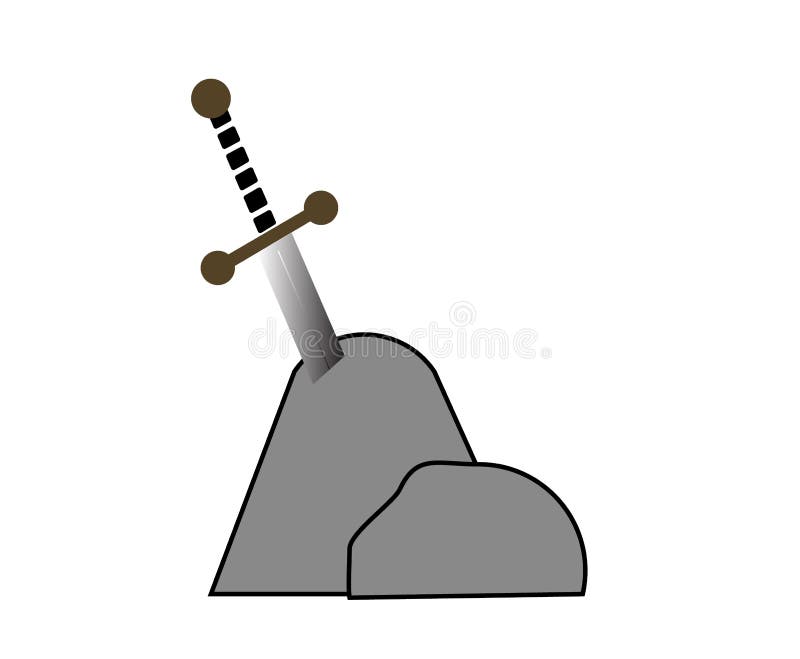 Excalibur-svärdet i stenen vektor illustrationer. Illustration av ...