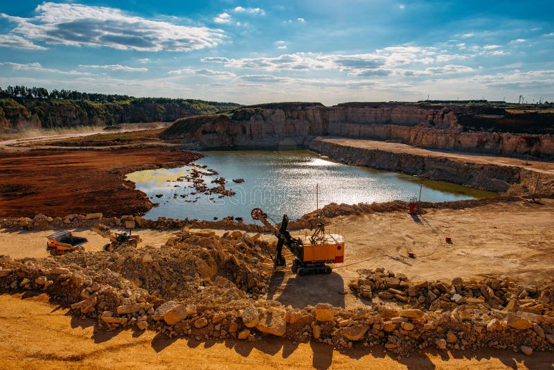 Limestone Mining and Transportation Stock Image - Image of white ...