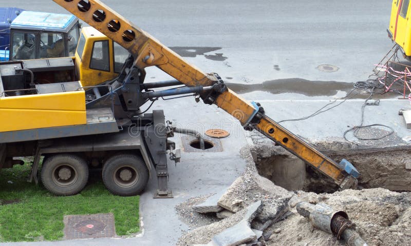 Excavate stock image. Image of asphalt, contractor, road - 18735373