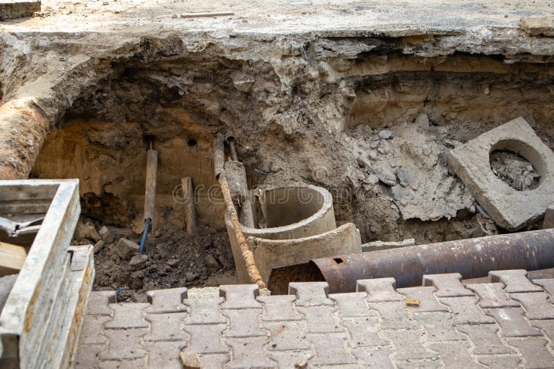 Excavated Trench for Repair and Construction of Storm Drains and Sewer ...