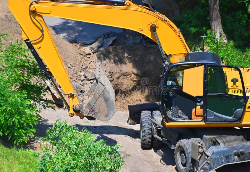 Excavating Machine on Construction Site Stock Photo - Image of ...