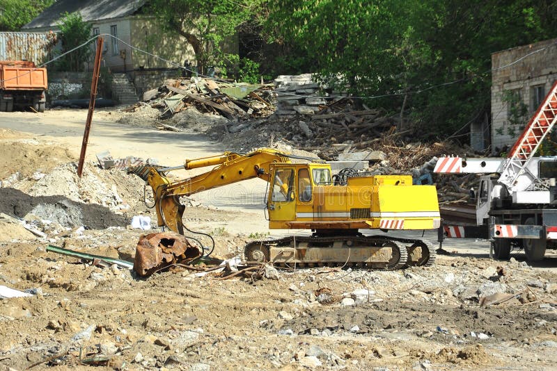 Excavating Machine on Construction Site Stock Photo - Image of ...