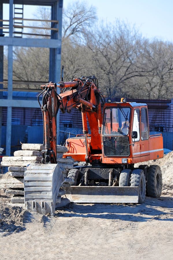 Excavating Machine on Construction Site Stock Image - Image of ...