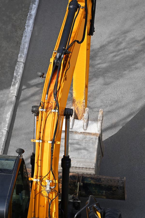 Excavating Machine on Construction Site Stock Photo - Image of building ...