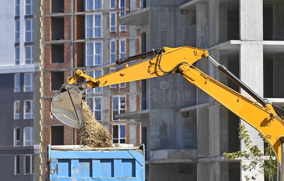 Excavating Machine on Construction Site Stock Image - Image of ...